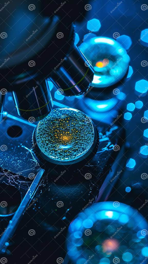 Microscope Looking at Cells Close Up, Vertical Stock Image - Image of ...