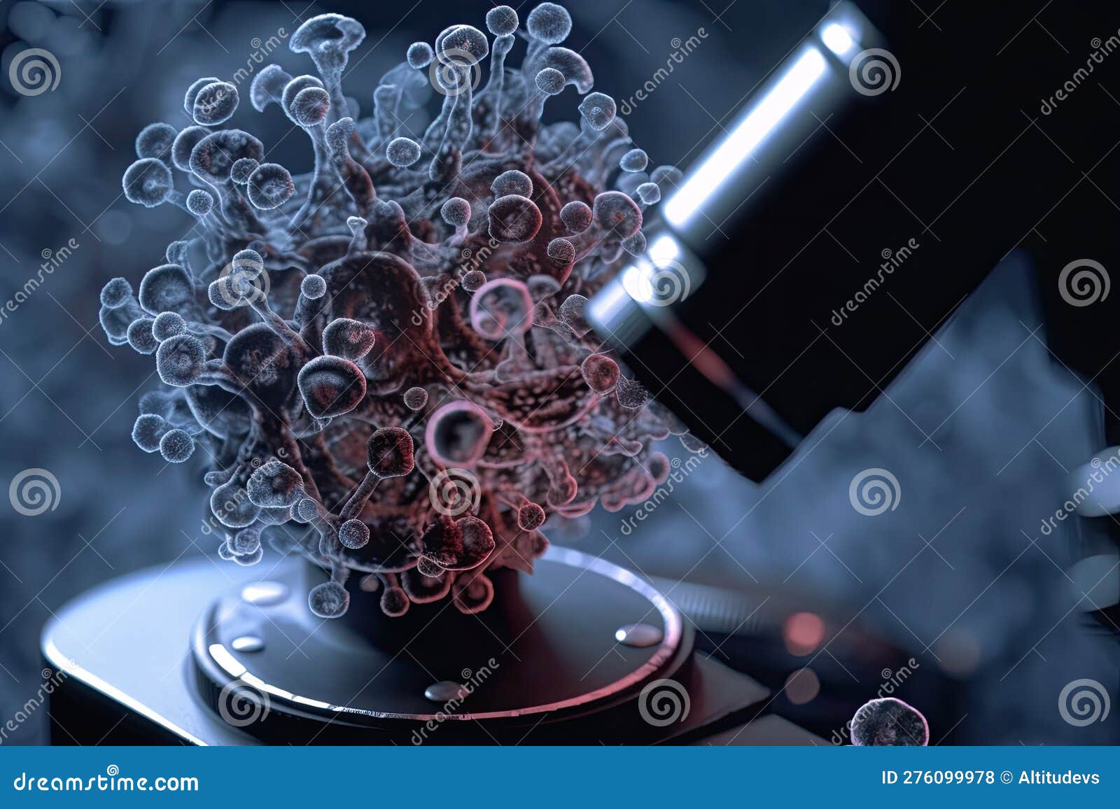 Microscope, With A Magnified Image Of A Cell Or Molecule Stock Photo ...