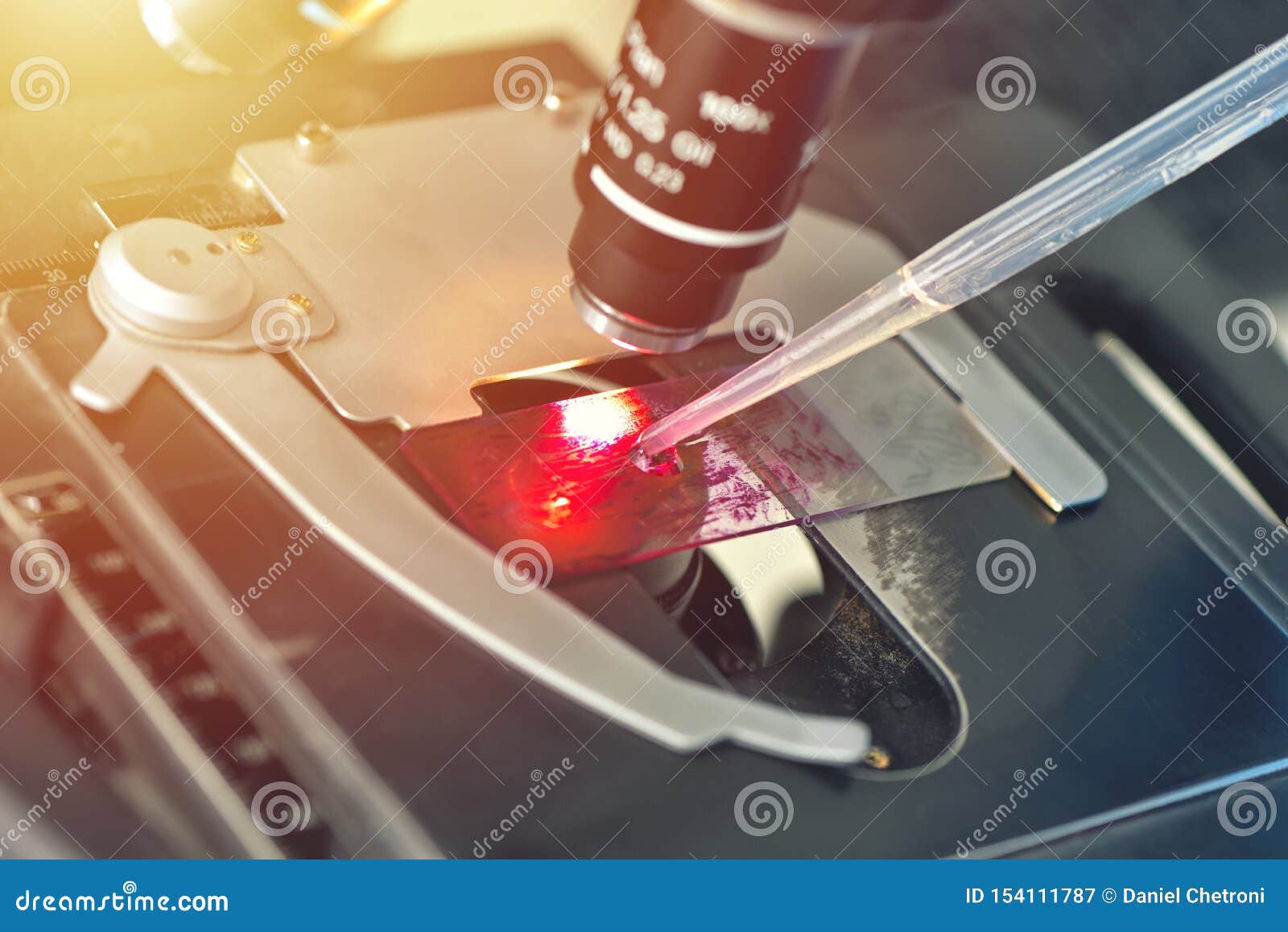 Microscope in Medical Laboratory Analyzing a Test Sample Stock Image ...