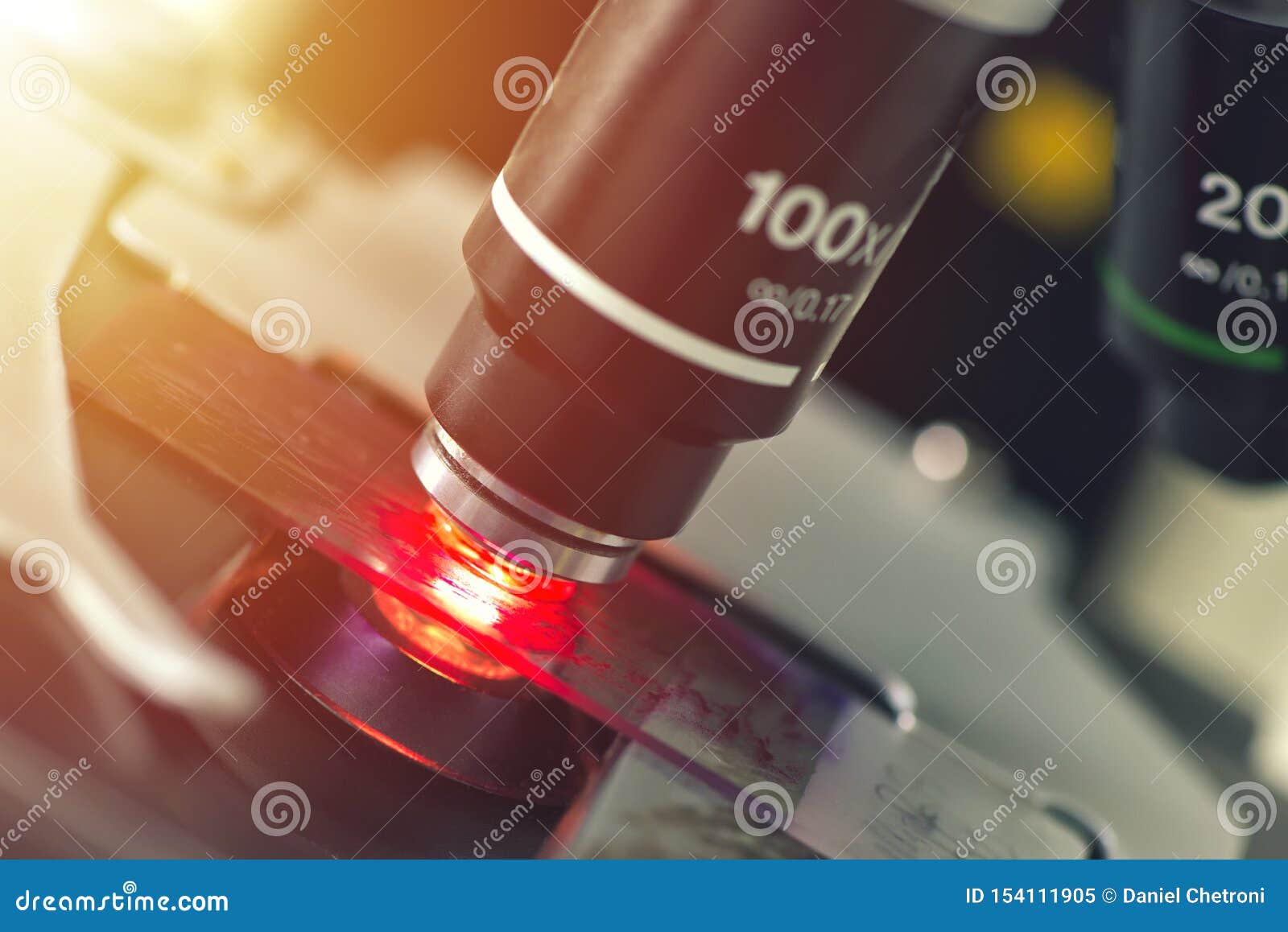 Microscope in Medical Laboratory Analyzing a Test Sample Stock Image ...