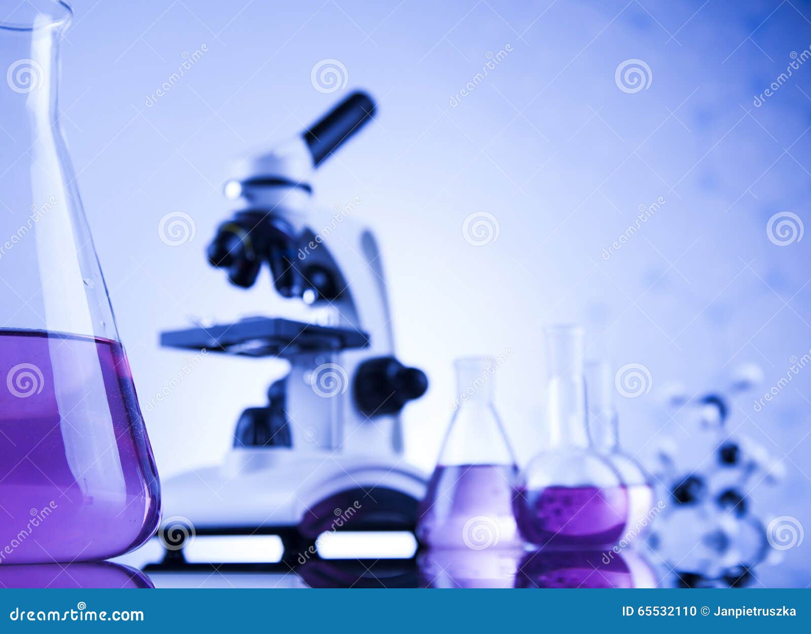 Microscope in Medical Laboratory Glassware Stock Photo - Image of ...