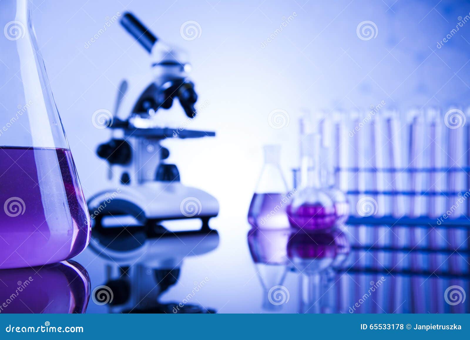 Microscope in Medical Laboratory Glassware Stock Photo - Image of ...