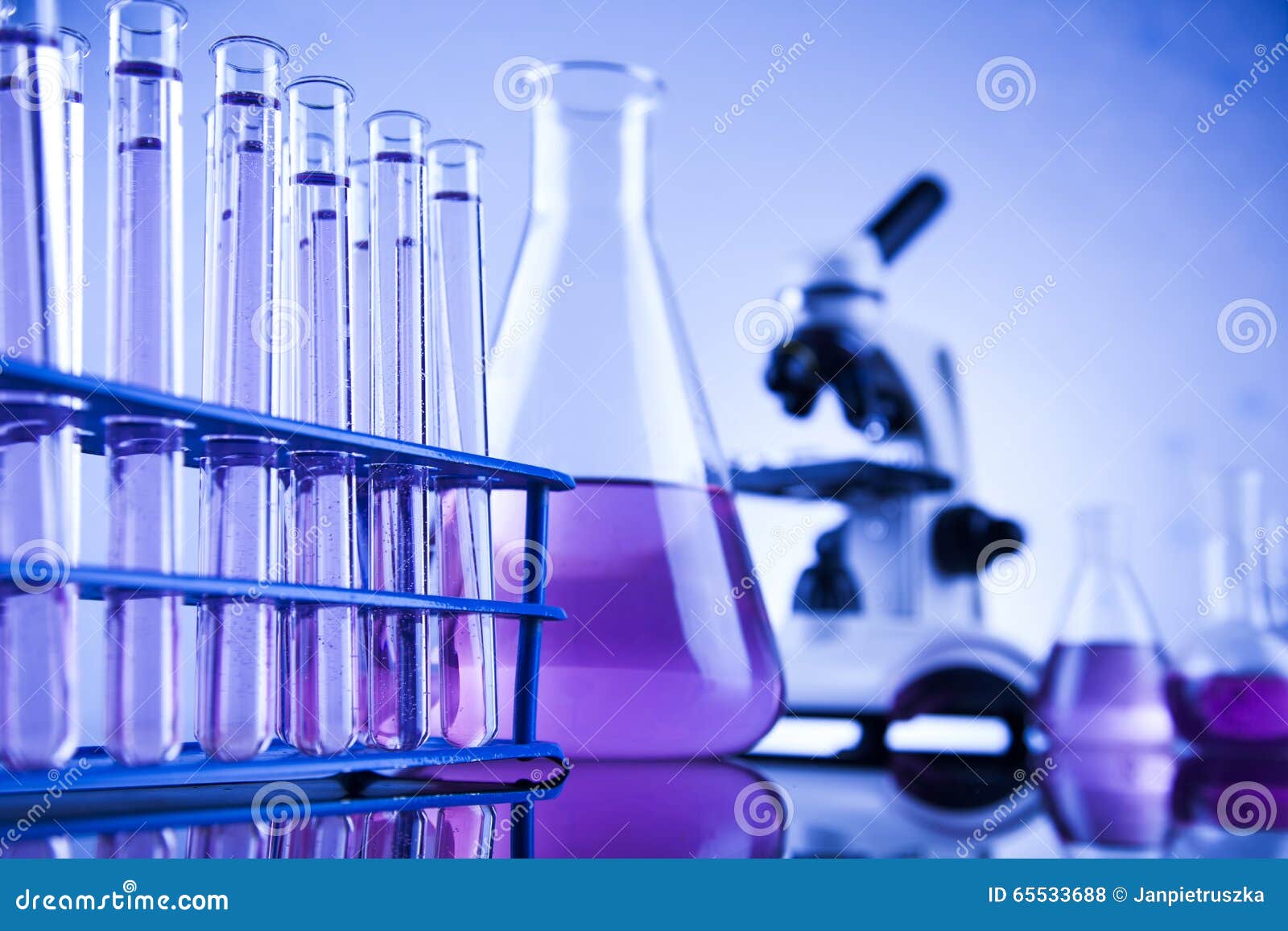 Microscope in Medical Laboratory Glassware Stock Photo - Image of ...