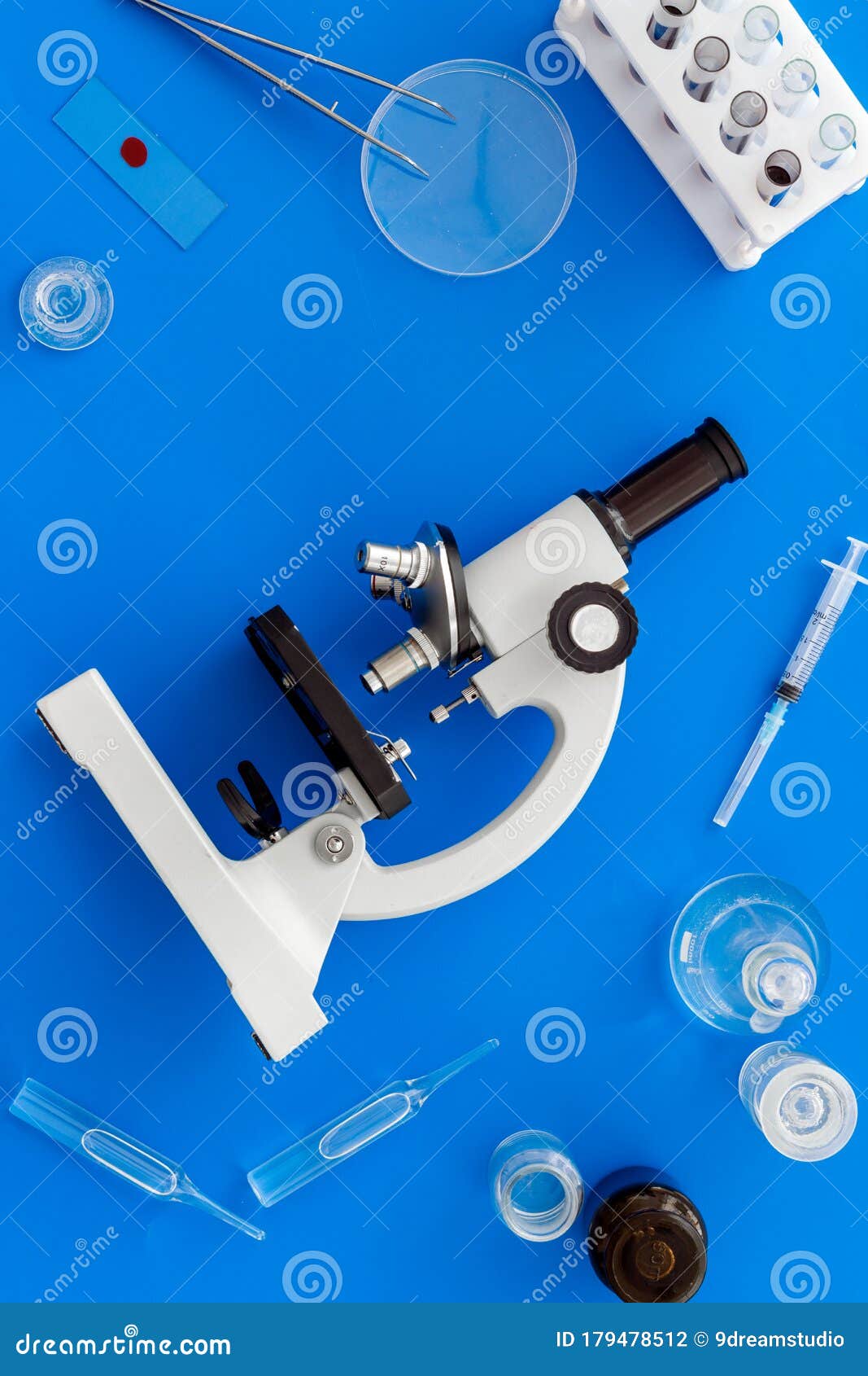 Microscope Medical Reserch. Blood Sample for Analysis Stock Photo ...