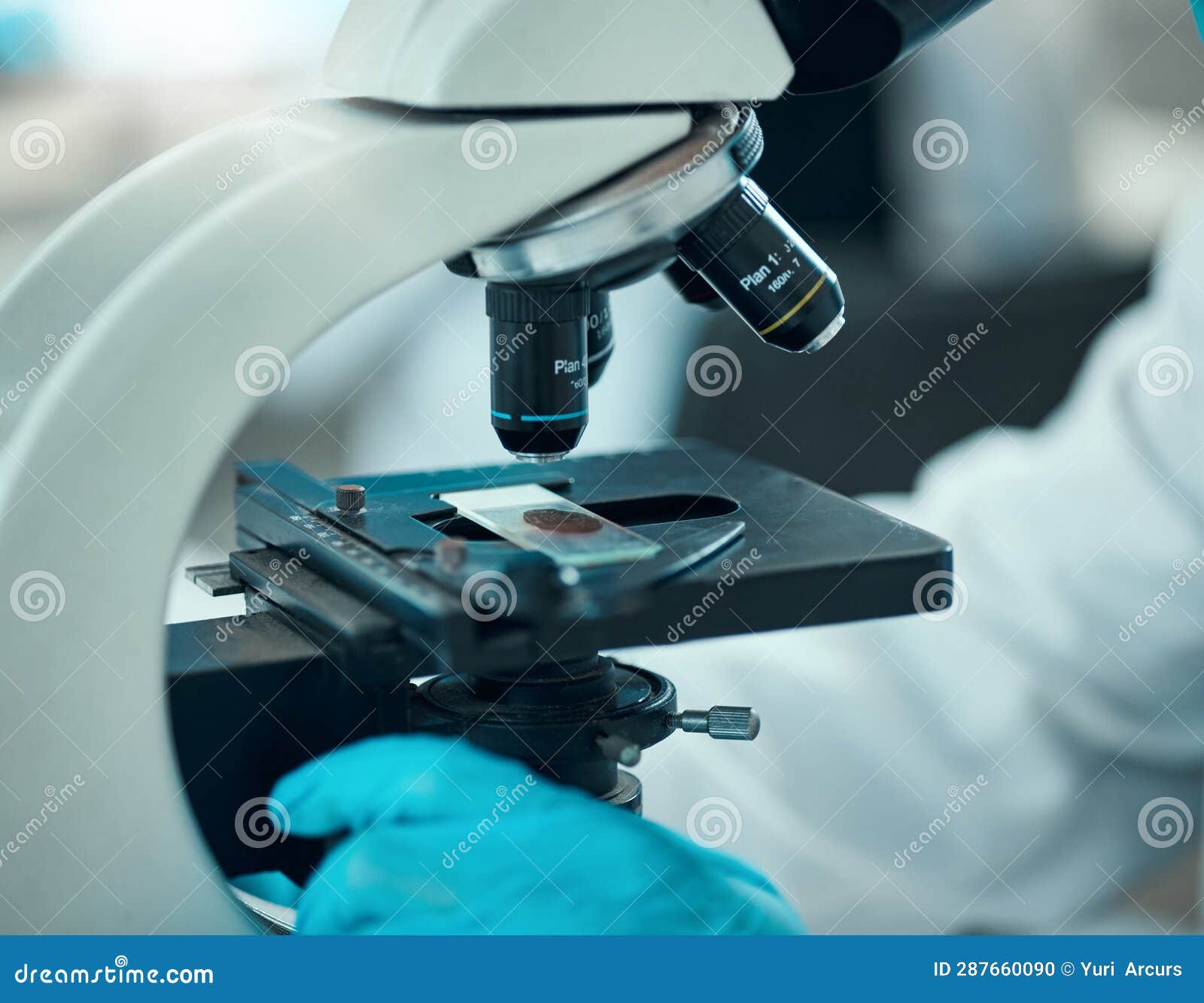 Microscope, Medical Science and Blood Sample in a Laboratory for ...