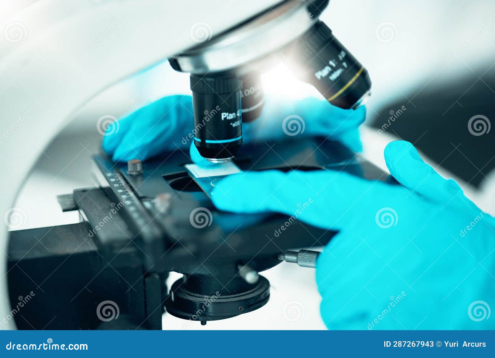 Microscope, Medical Science and Research in a Laboratory for Analysis ...