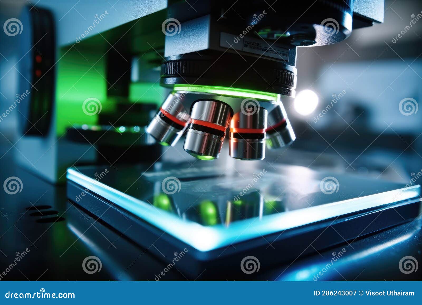 Microscope with Metal Lens at Laboratory, Professional Tools for ...