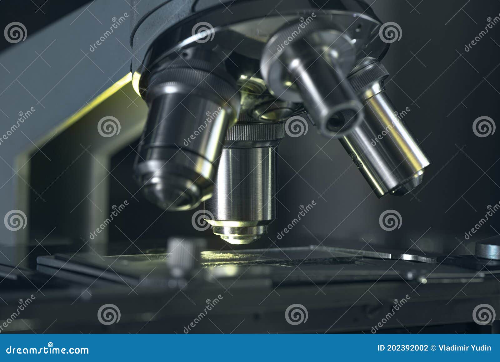 Microscope with Metal Lens for Laboratory Research Stock Photo - Image ...