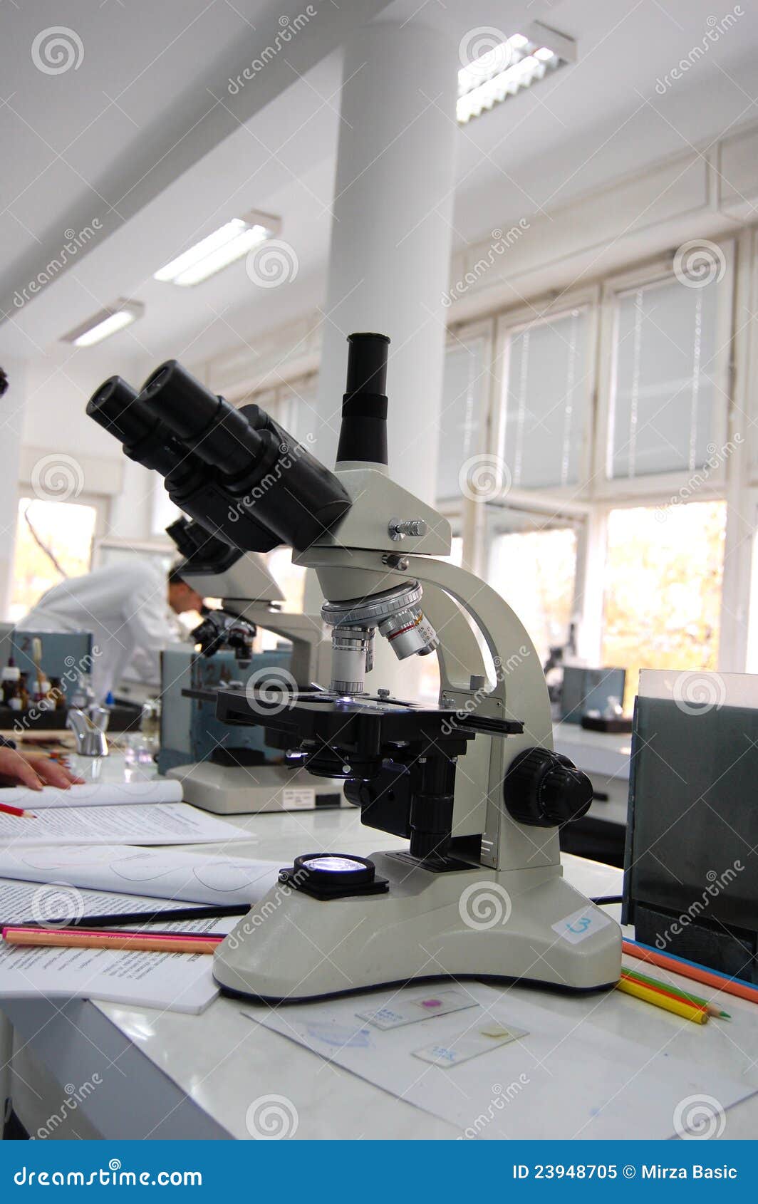 Microscope in Microbiogical Lab Stock Image - Image of laboratory ...