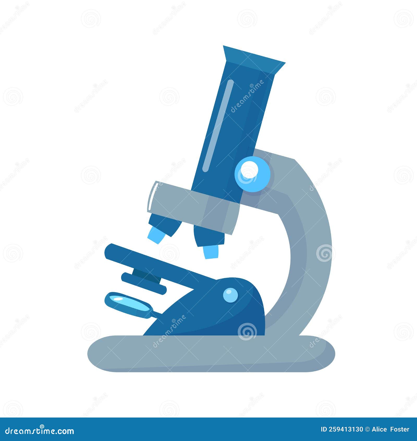 Microscope with Mirror in Cartoon Flat Style. Tools for Laboratory ...