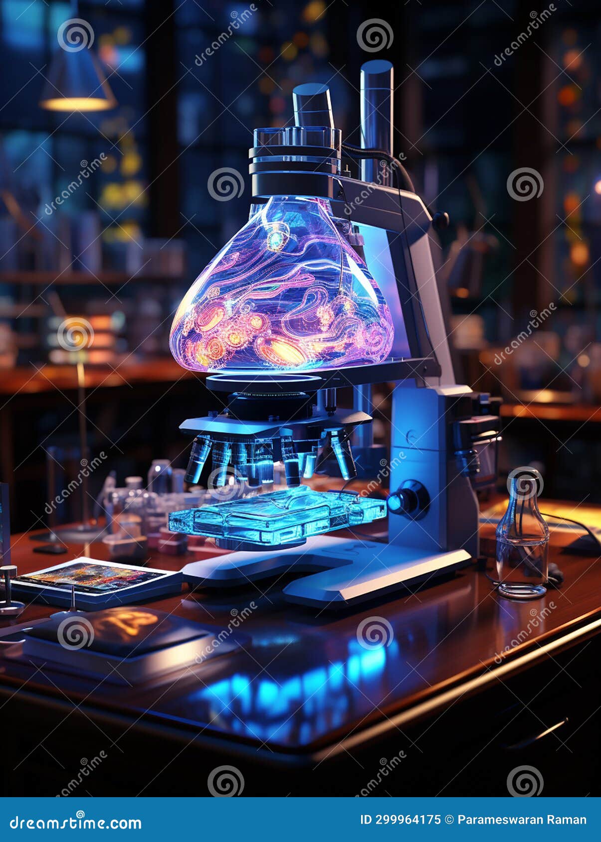 Microscope in a Modern Laboratory Stock Image - Image of illuminated ...