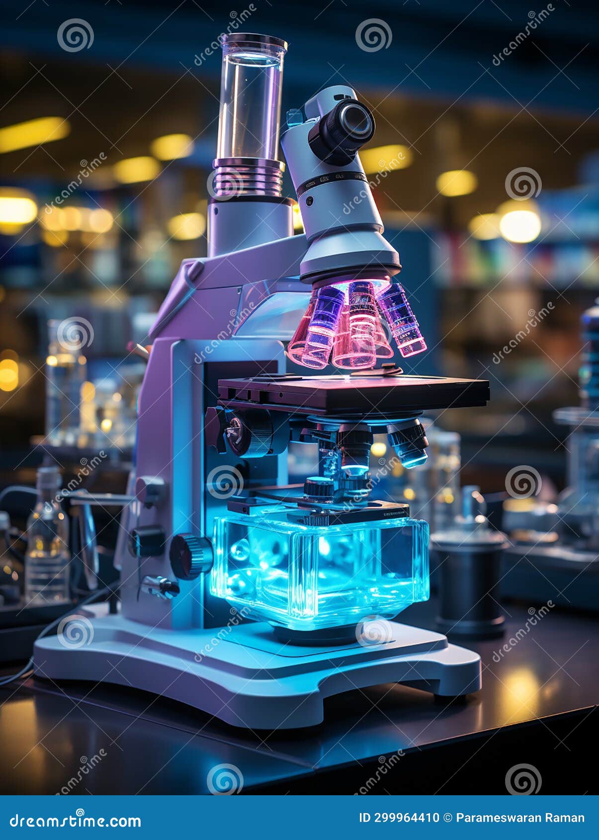Microscope in a Modern Laboratory Stock Illustration - Illustration of ...