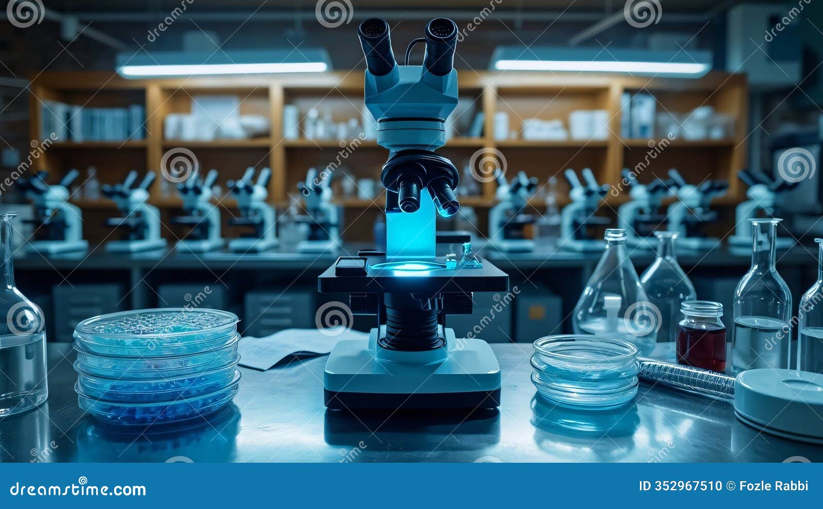 Microscope in Modern Science Lab, High-Tech Good Resolution Stock Photo ...