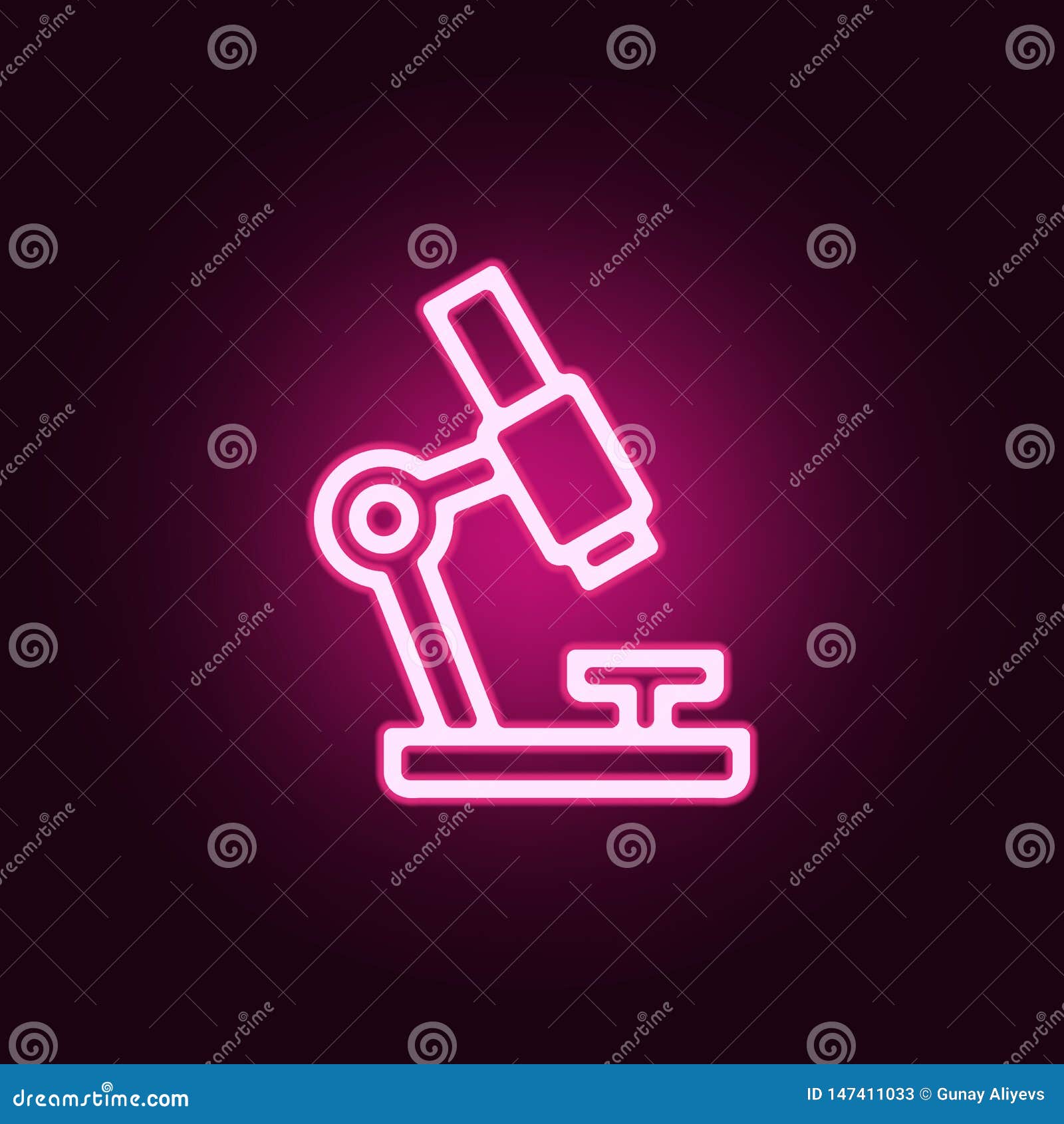 Microscope Neon Sign. Bright Glowing Symbol On A Black Background ...
