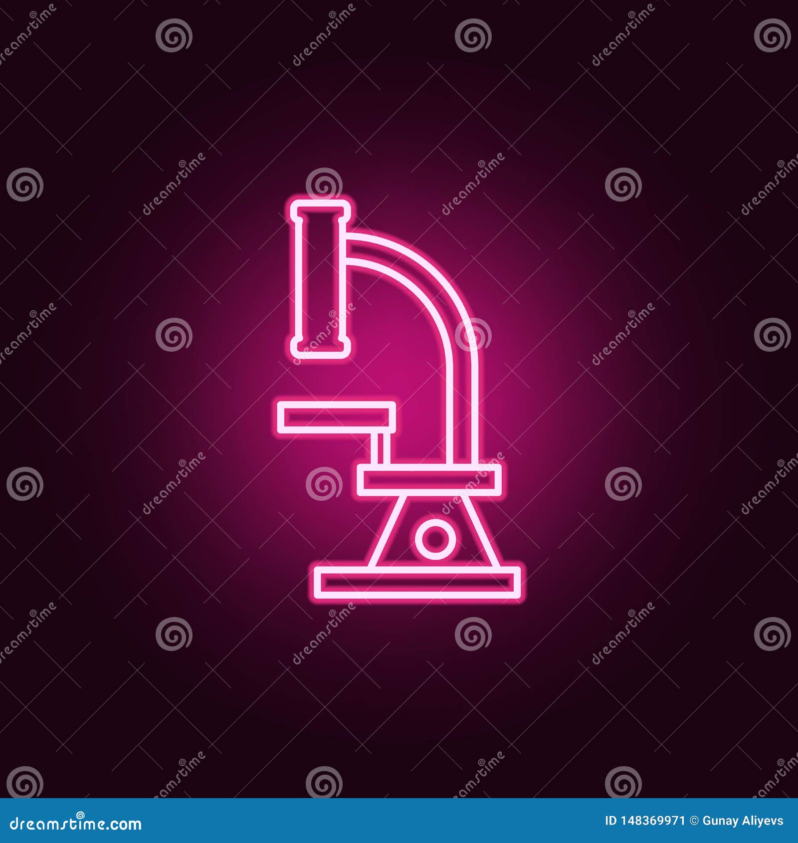 Microscope Neon Sign. Bright Glowing Symbol On A Black Background ...