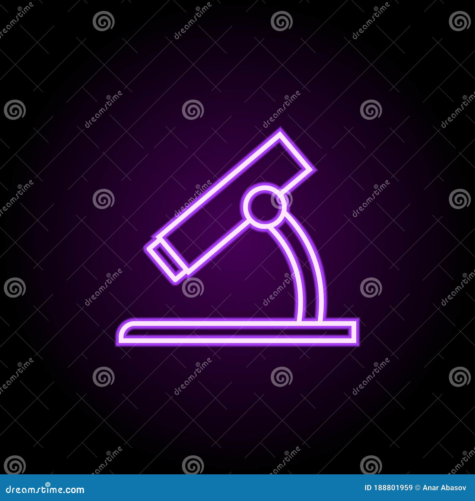 Microscope Neon Sign. Bright Glowing Symbol On A Black Background ...