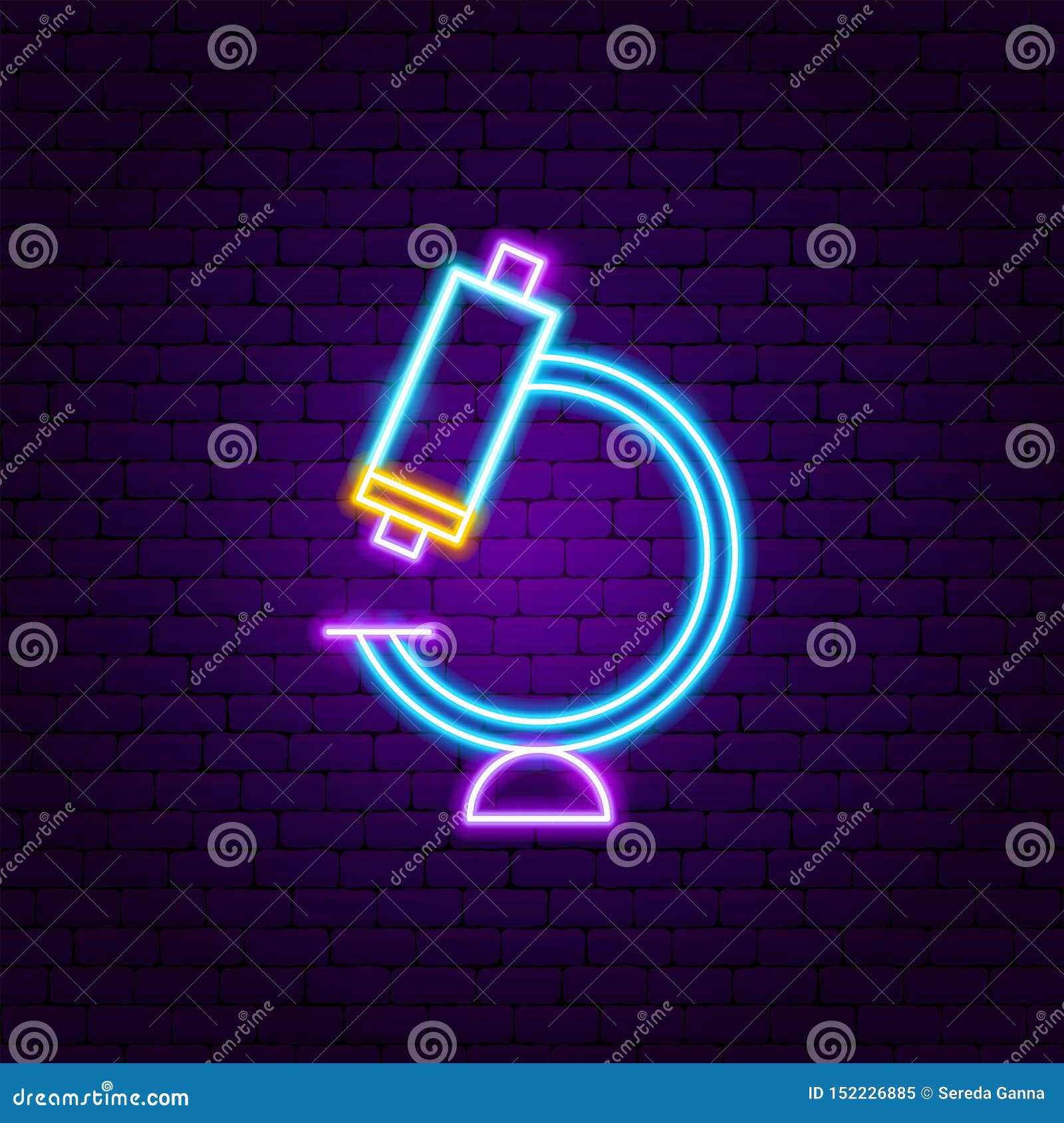 Microscope Neon Label stock vector. Illustration of neon - 152226885