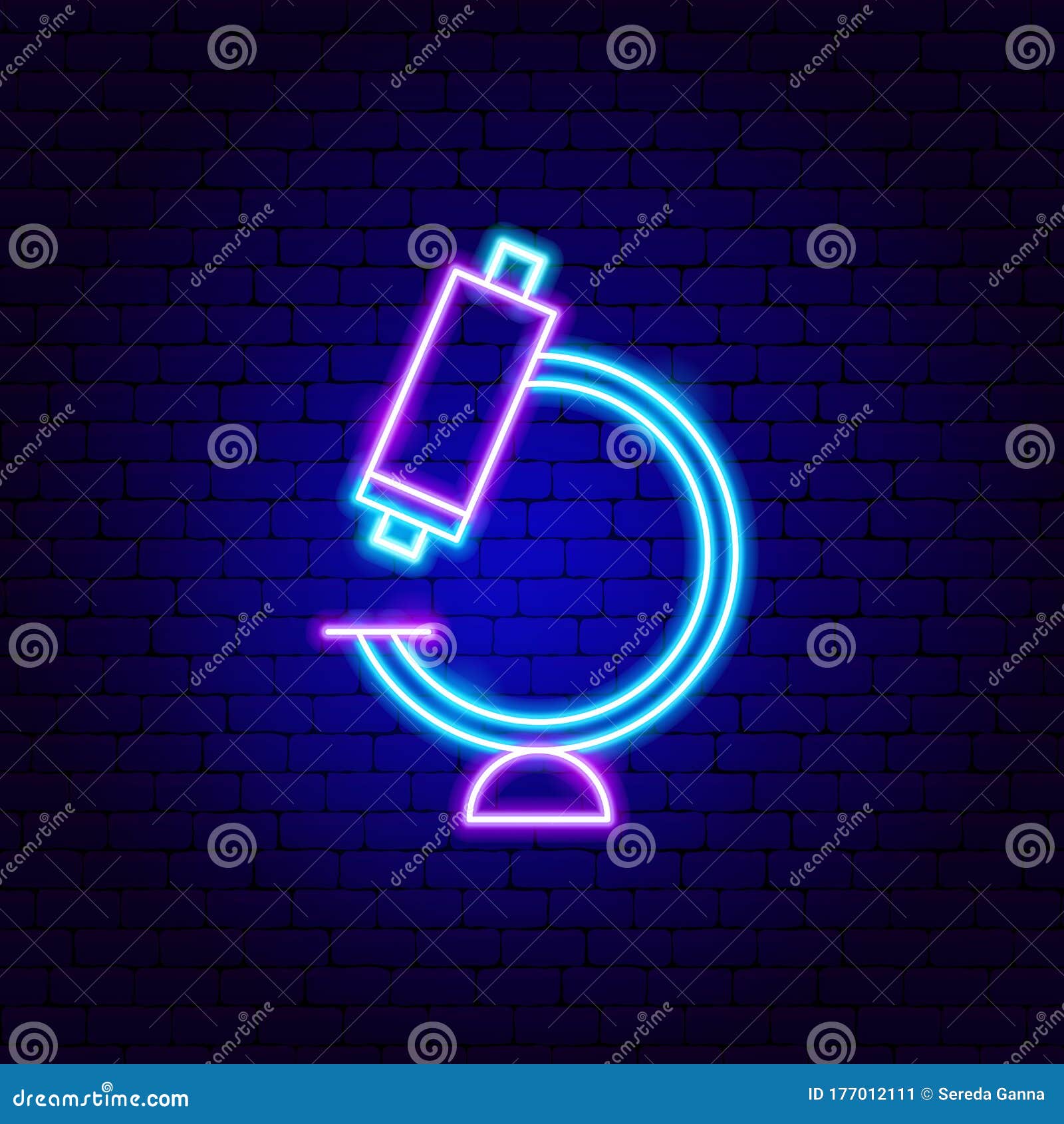 Microscope Neon Sign stock vector. Illustration of 2019ncov - 177012111