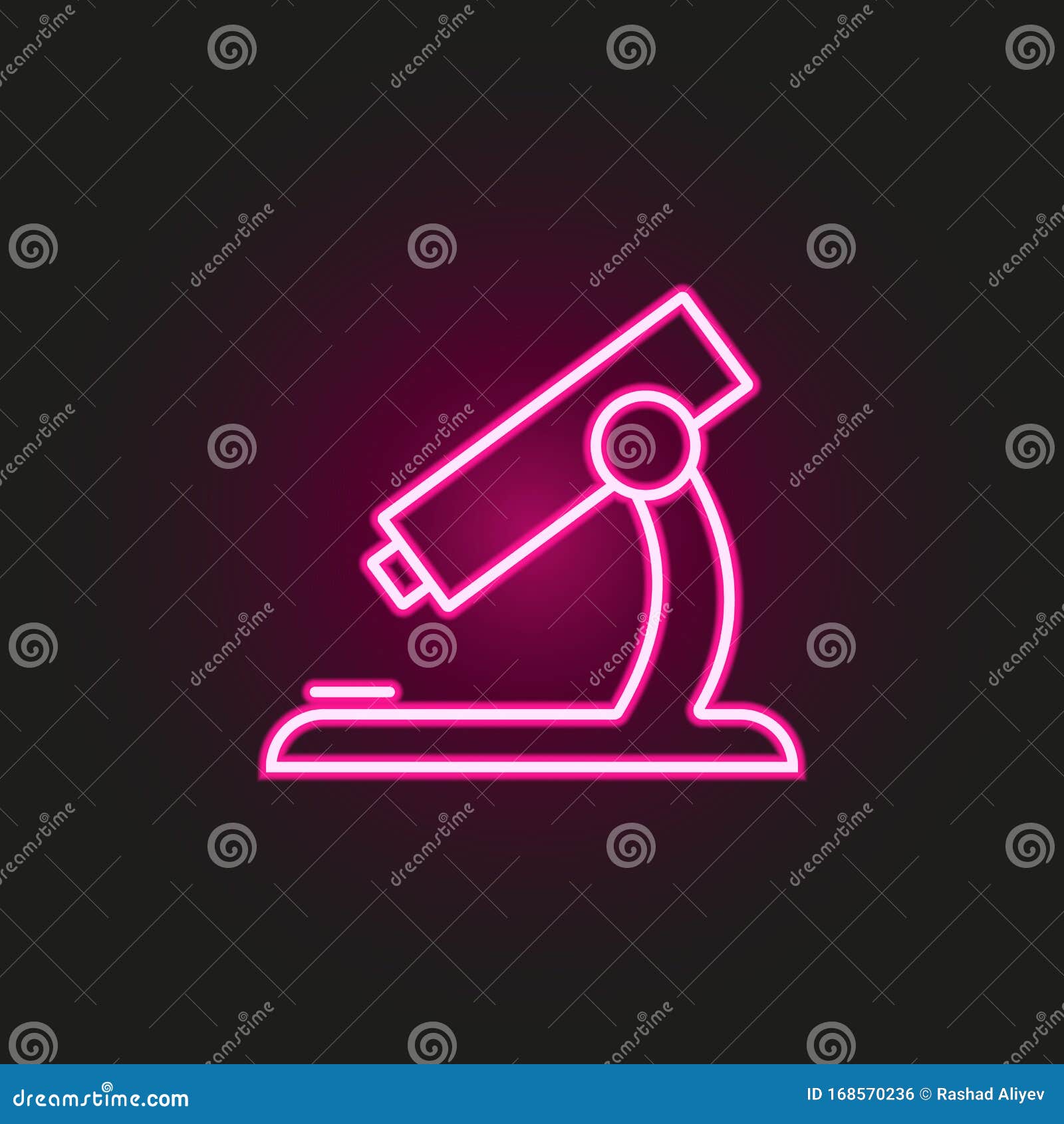 Microscope Neon Sign. Bright Glowing Symbol On A Black Background ...