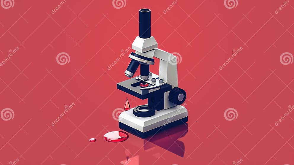 Microscope Observing Paper on Vibrant Red Backdrop Stock Photo - Image ...