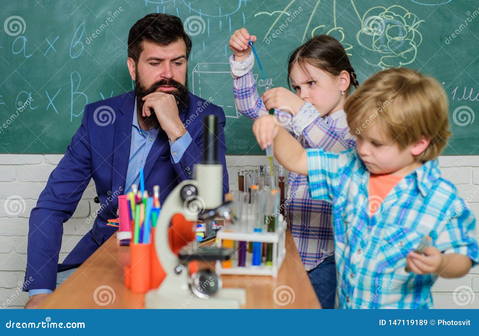 Microscope Optical Instrument at Science Classroom. Back To School ...