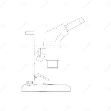 Microscope Outline from Black Lines Isolated on White Background ...