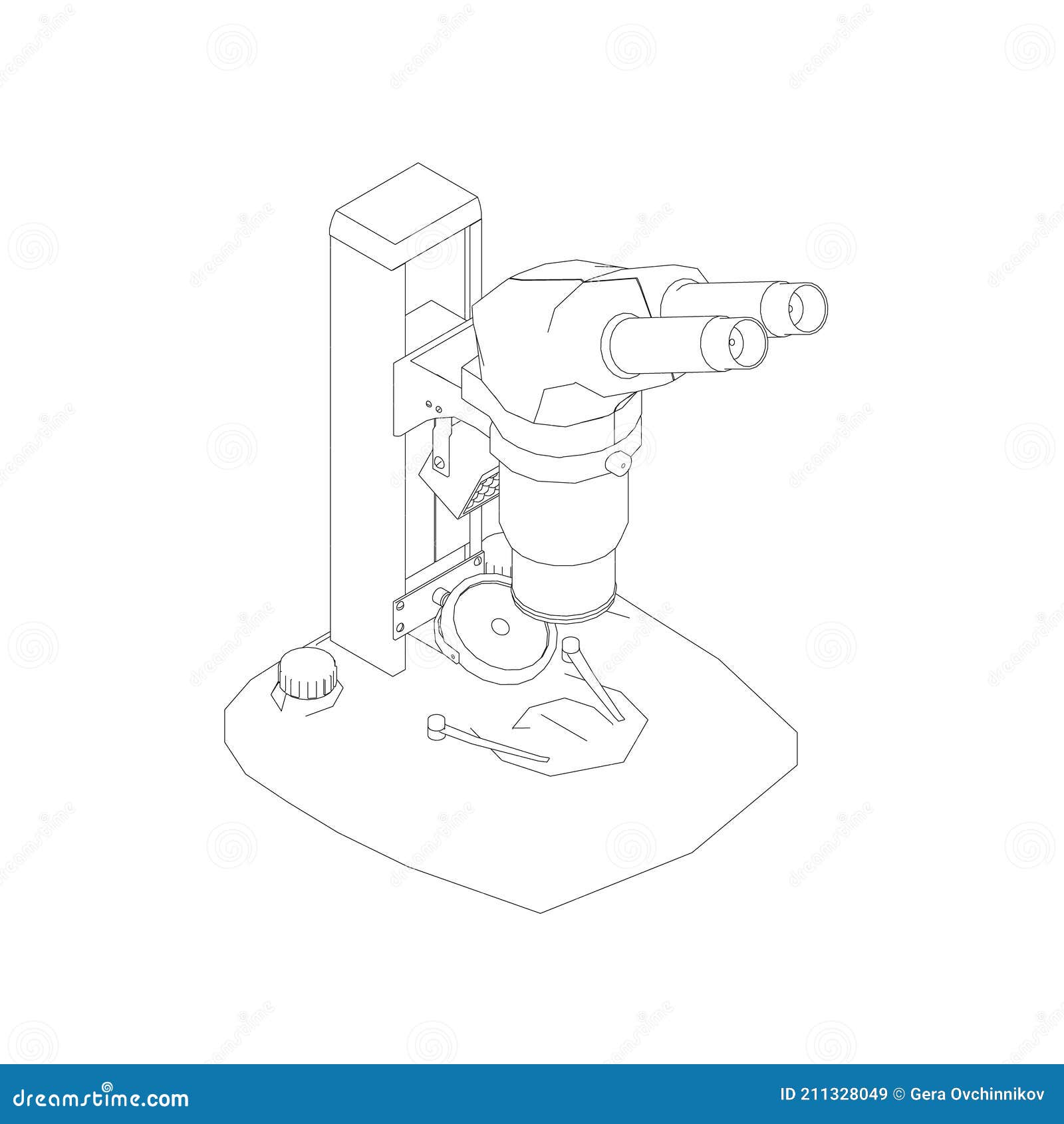 Microscope Outline from Black Lines Isolated on White Background ...
