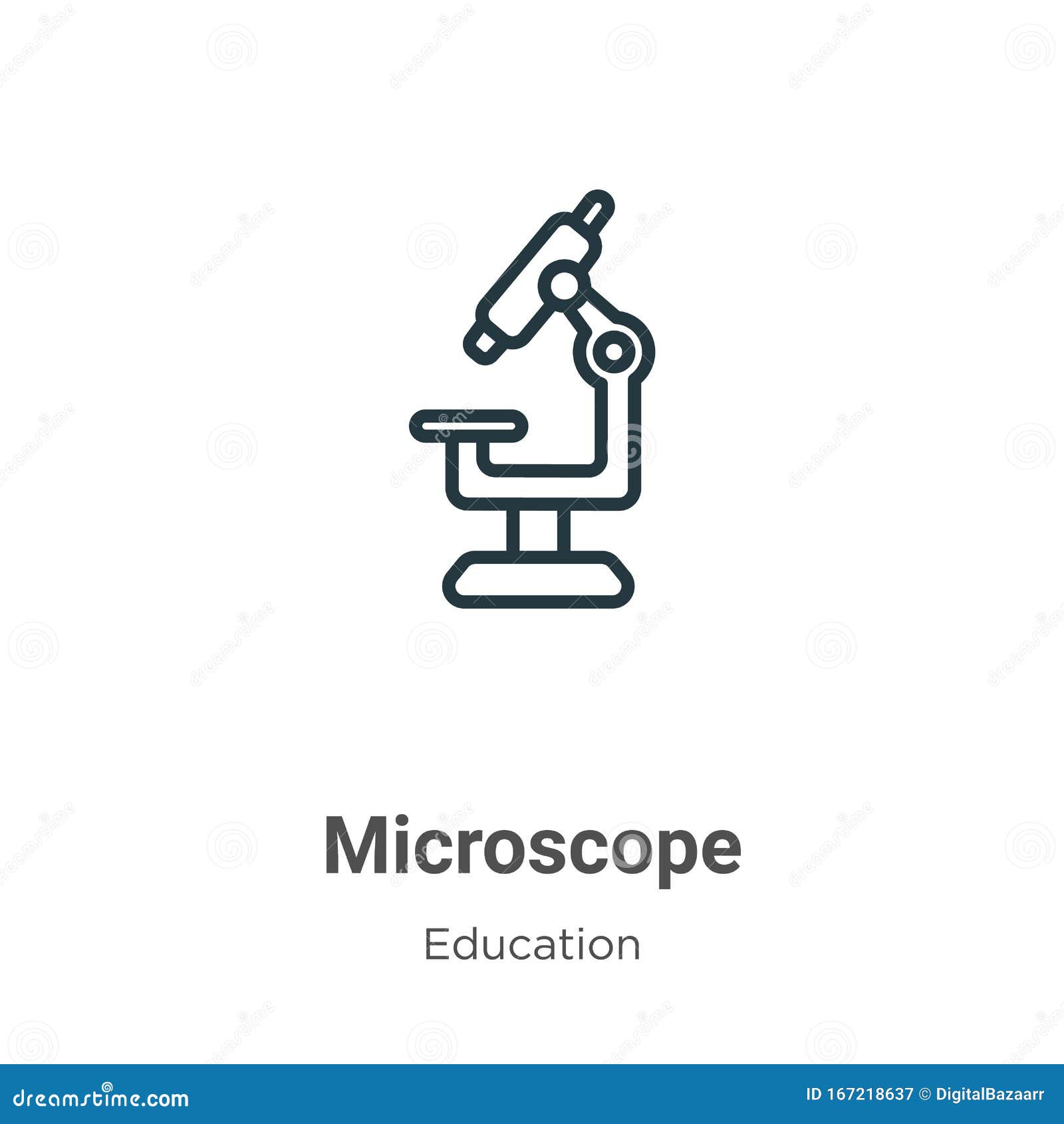 Microscope Outline From Black Lines Isolated On White Background. Side ...
