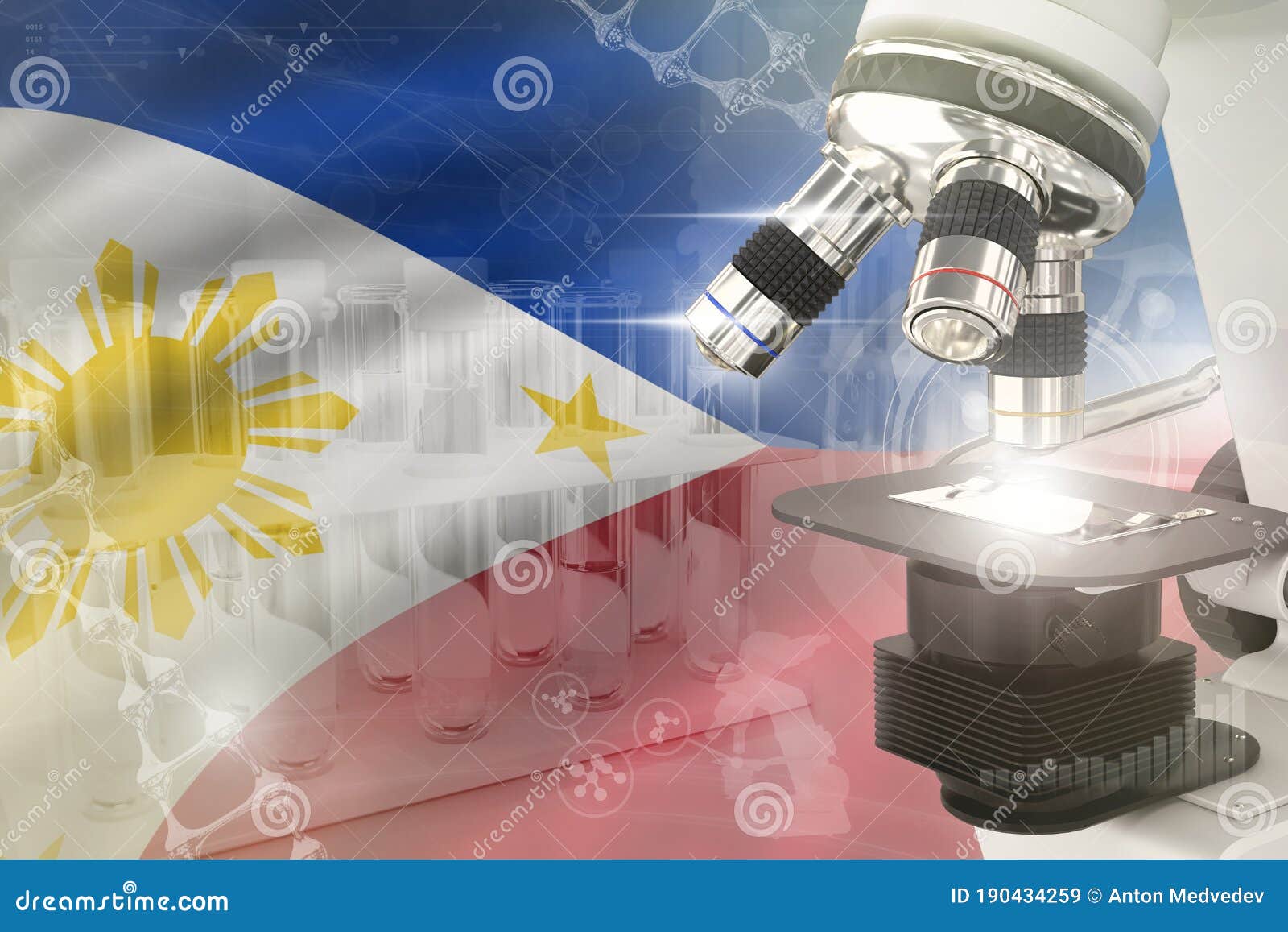 Microscope on Philippines Flag - Science Development Digital Background ...