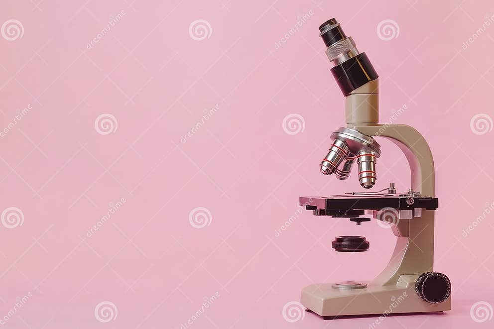 Microscope Placed on a Pink Background Showing an Educational Setup for ...