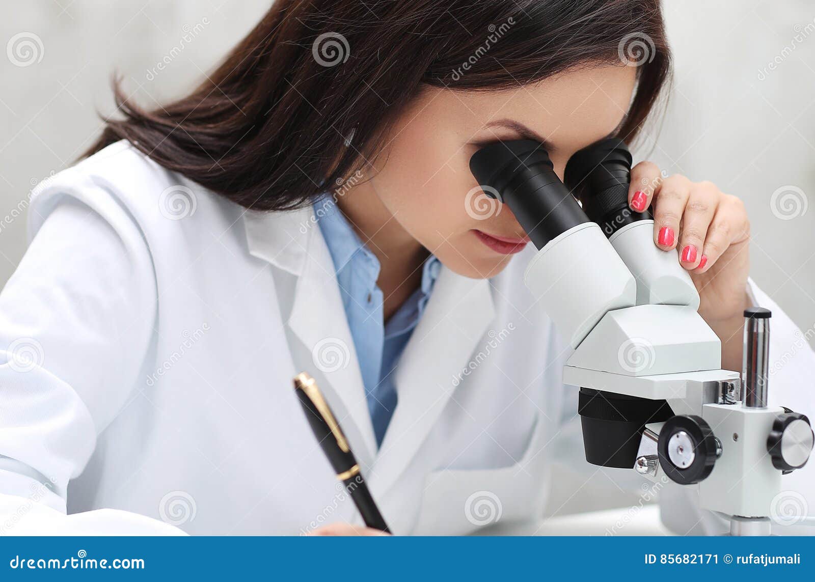 Microscope stock image. Image of medical, chemist, female - 85682171