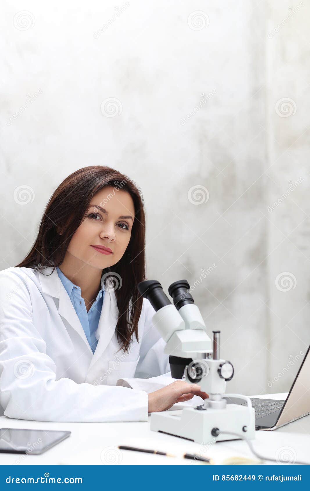 Microscope stock image. Image of medical, notepad, research - 85682449