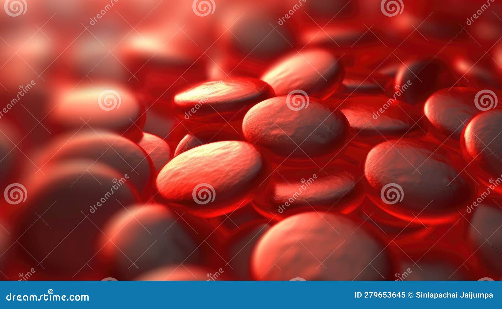 Microscope of Red Blood Cells. Science and Medical Concept.Generative ...