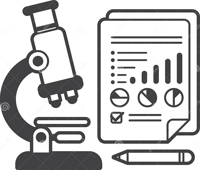 Microscope and Report Illustration in Minimal Style Stock Vector ...