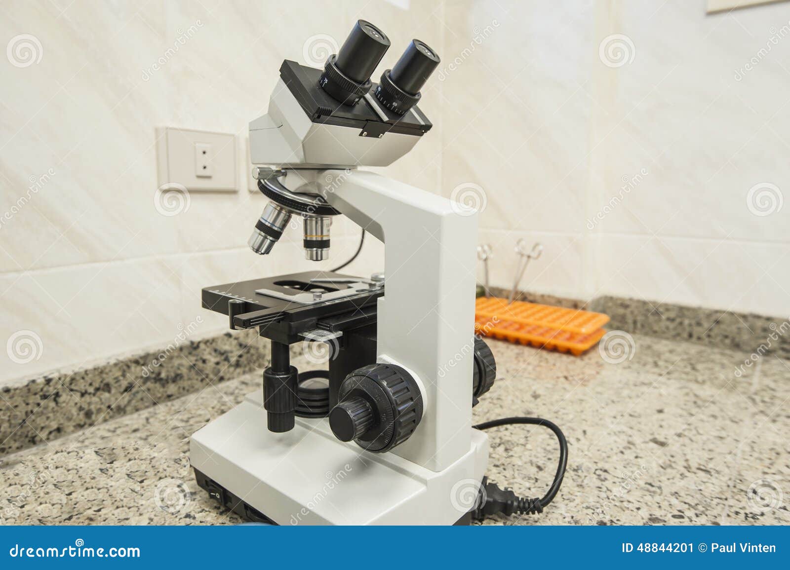 Microscope in a Research Laboratory Stock Image - Image of center ...