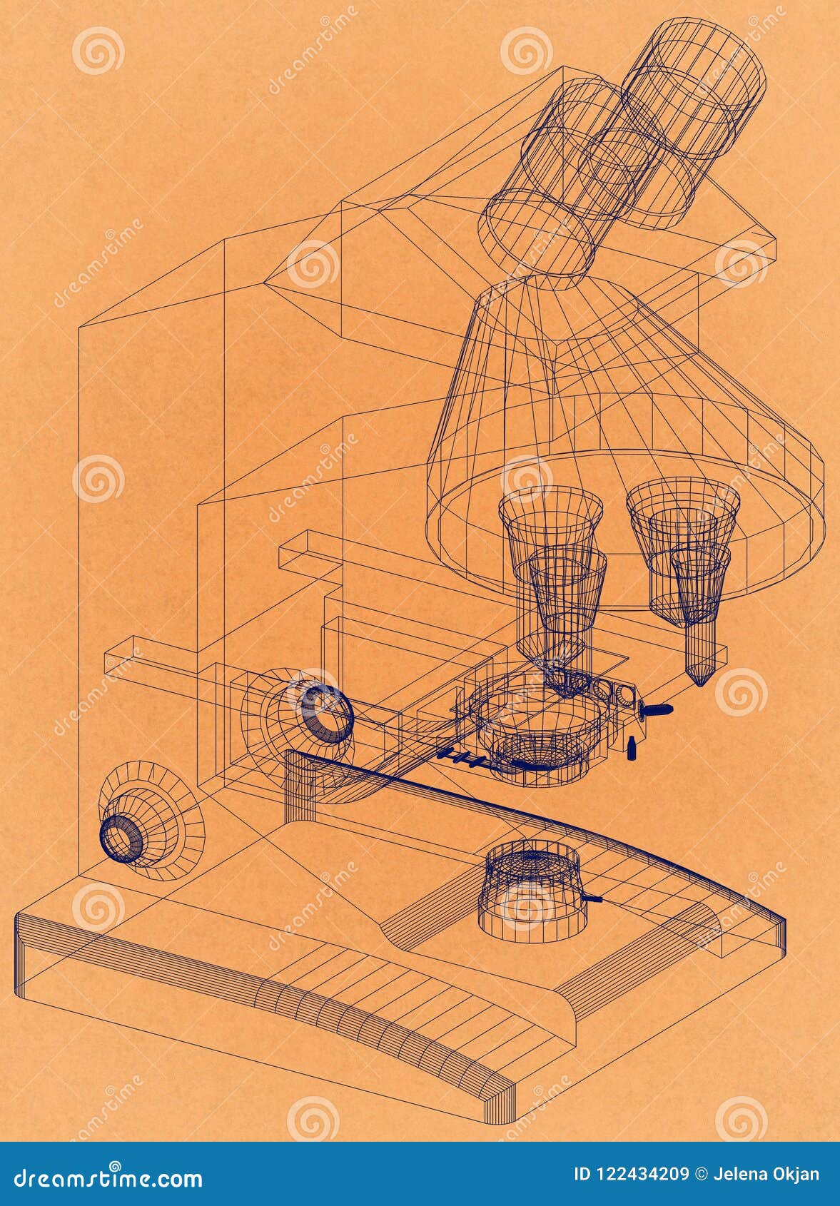 Microscope - Retro Architect Blueprint Stock Illustration ...