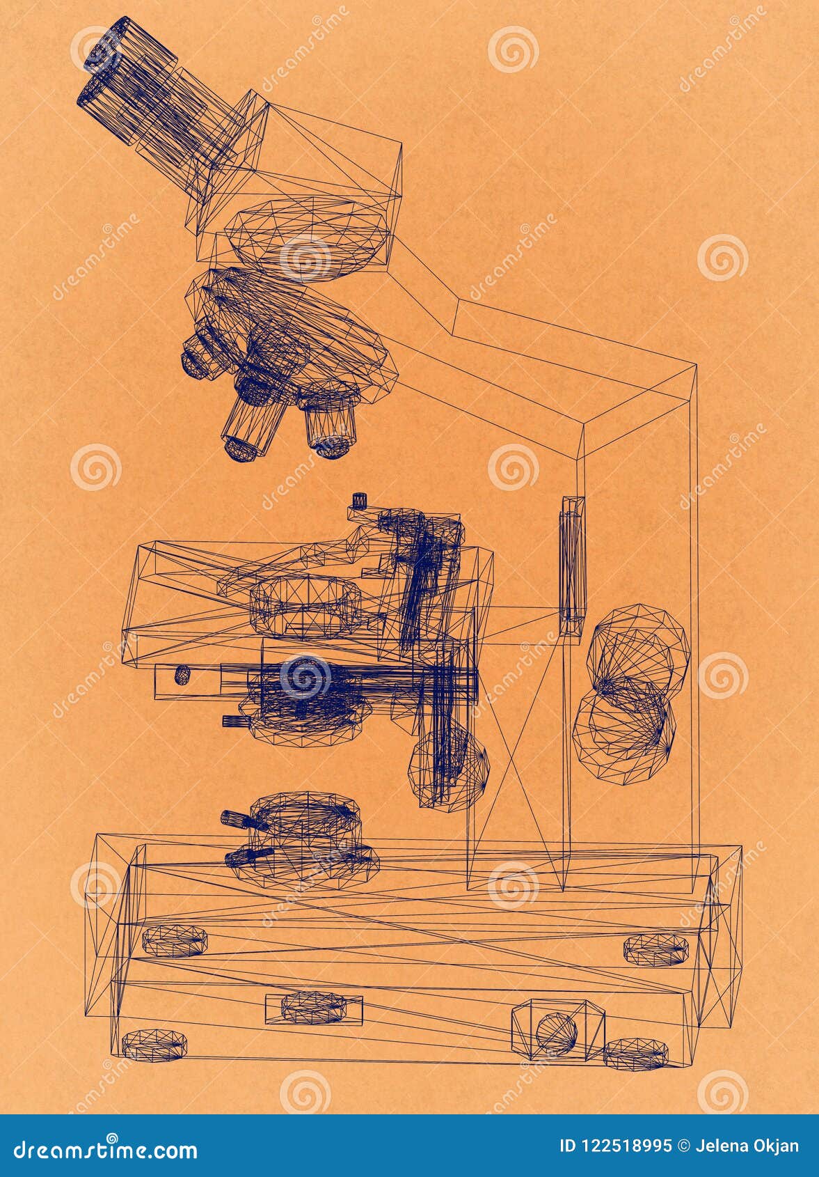 Microscope - Retro Architect Blueprint Stock Illustration ...