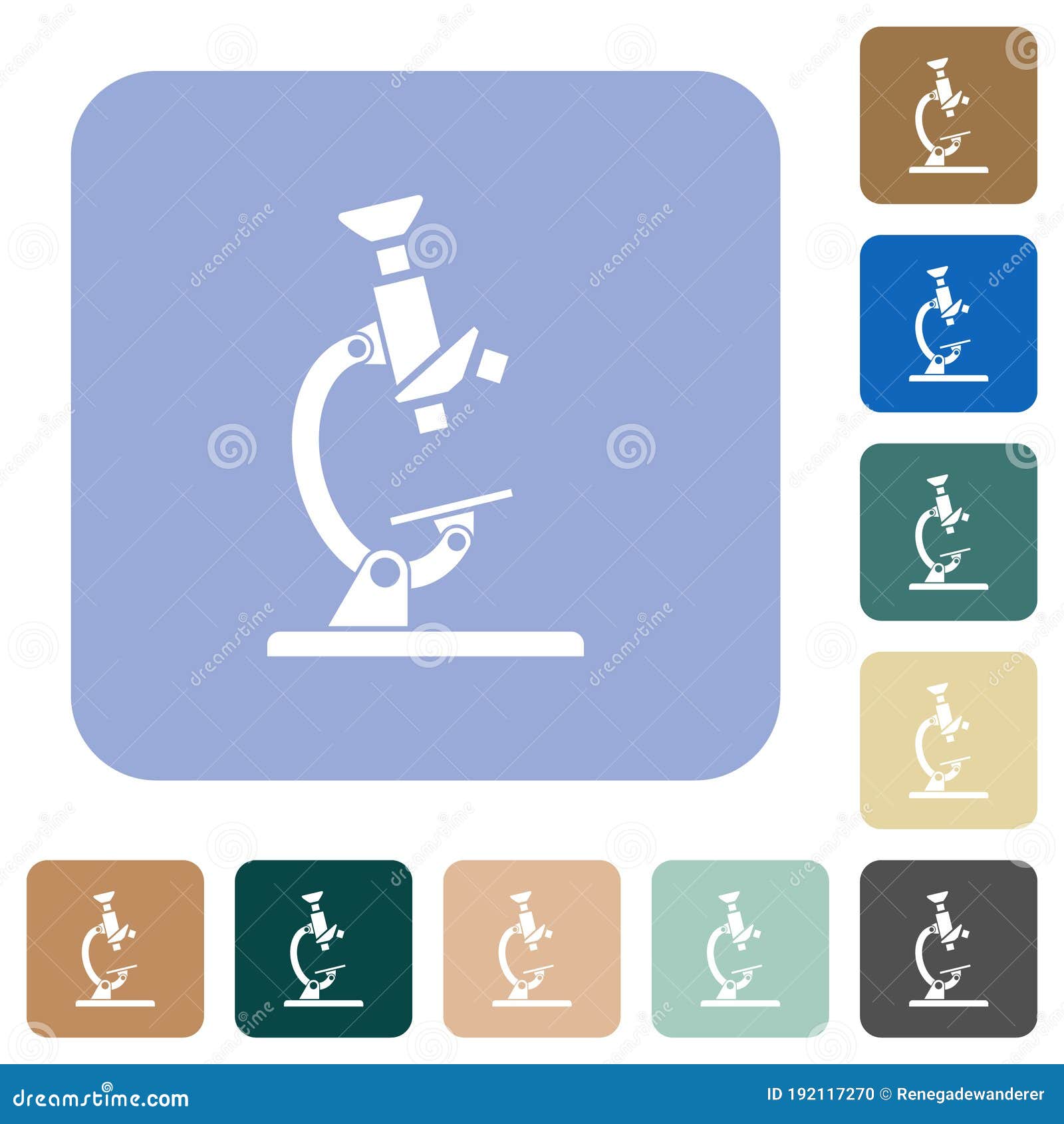 Microscope Rounded Square Flat Icons Stock Vector - Illustration of ...