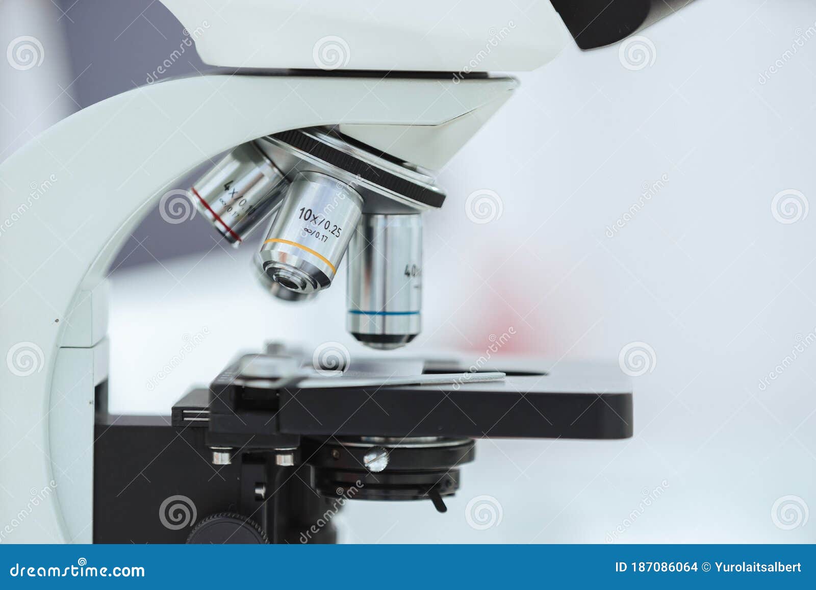 Microscope with a Sample on the Table in the Laboratory. Stock Photo ...