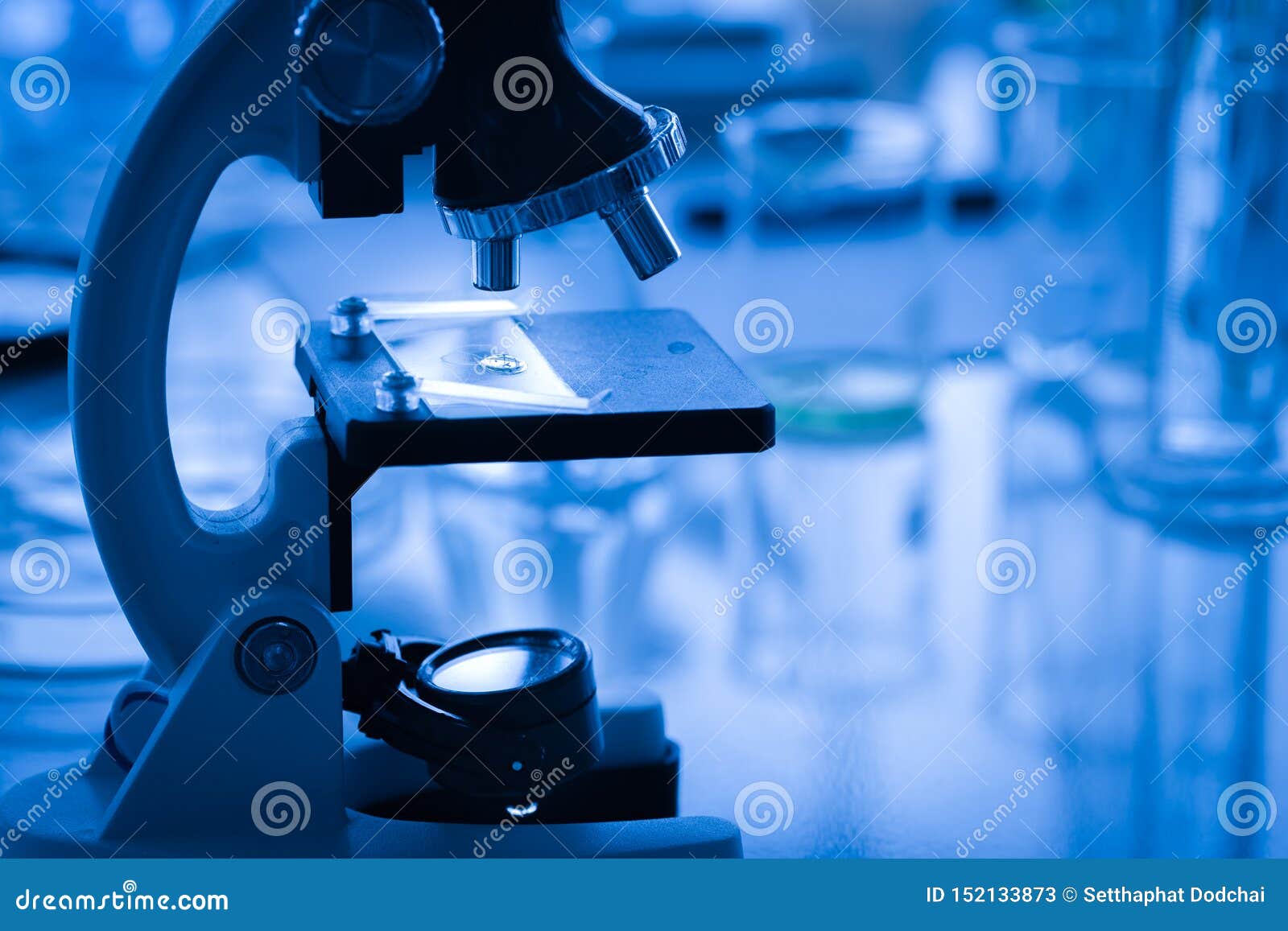 Microscope in Science Laboratory. Science or Chemical Research and ...
