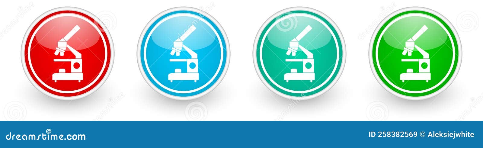 Microscope, Science and Research Vector Icons, Colorful Glossy Buttons ...