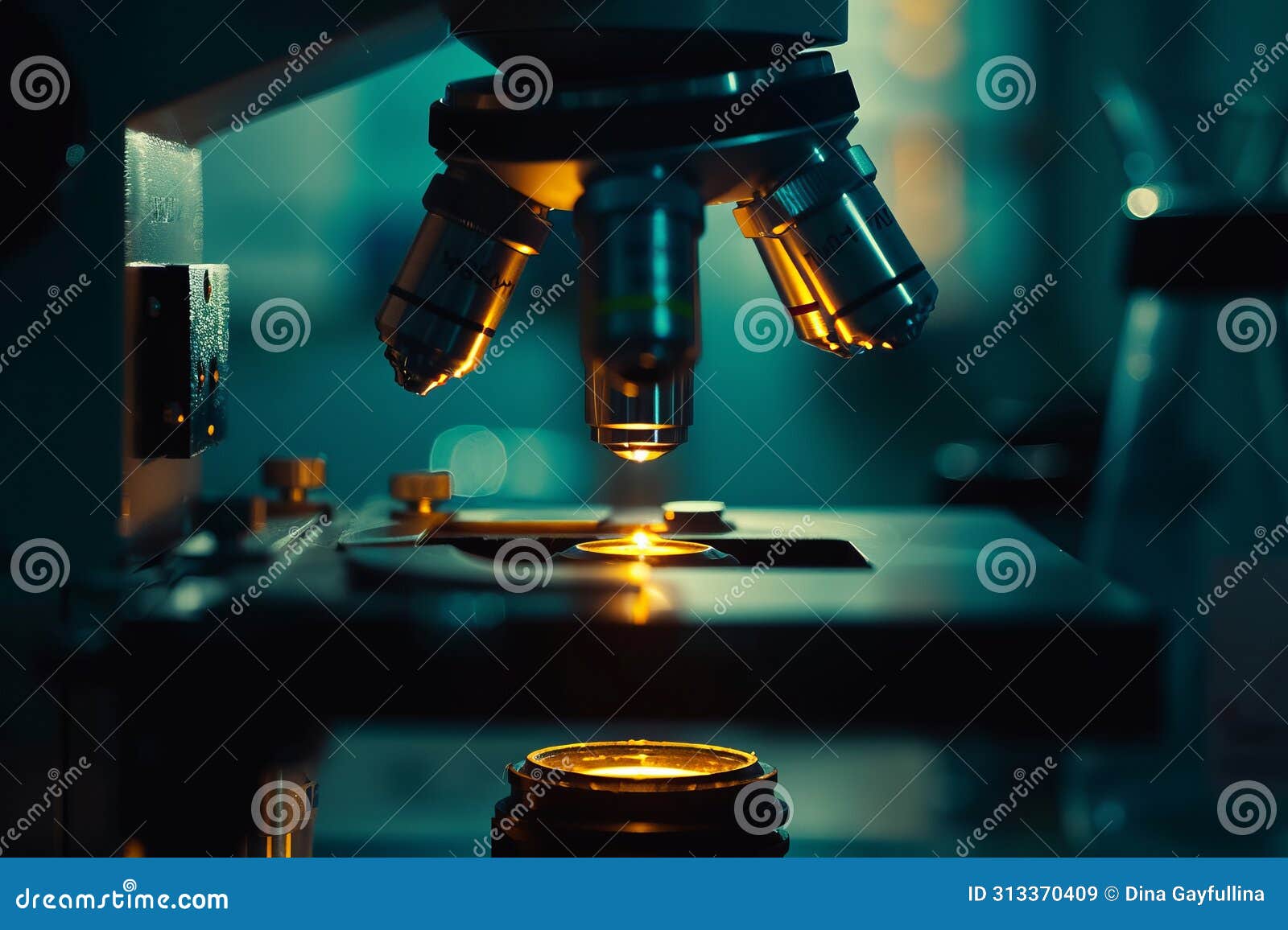 Microscope in Scientific Laboratory. Biochemistry, Pharmaceutical ...