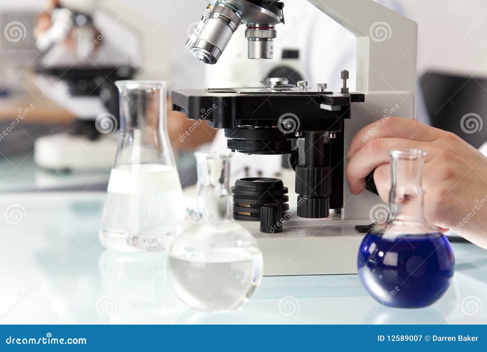 Microscope in a Scientific Research Laboratory Stock Image - Image of ...