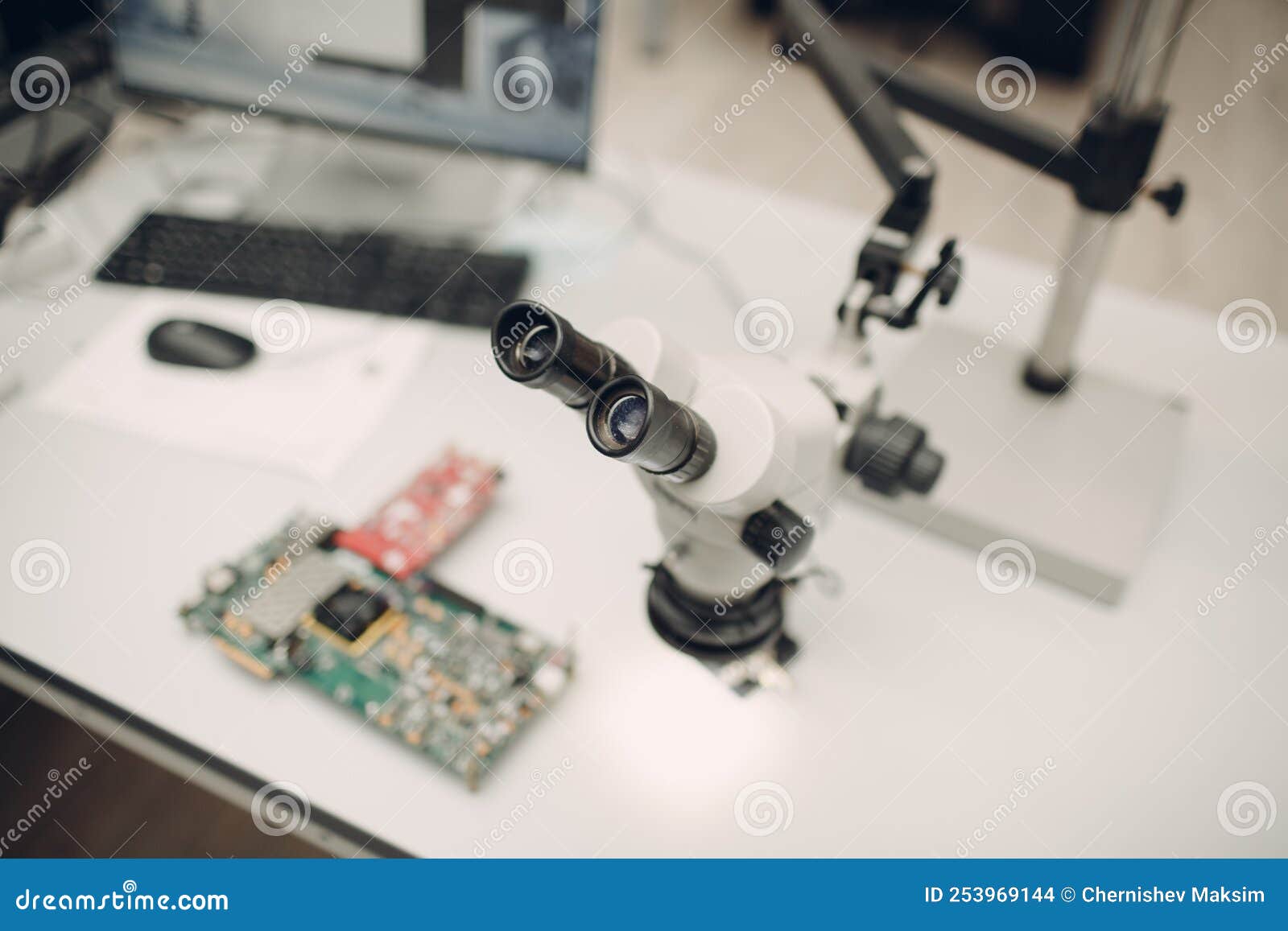 Microscope in Scientific Research Tech Laboratory on Table Stock Photo ...