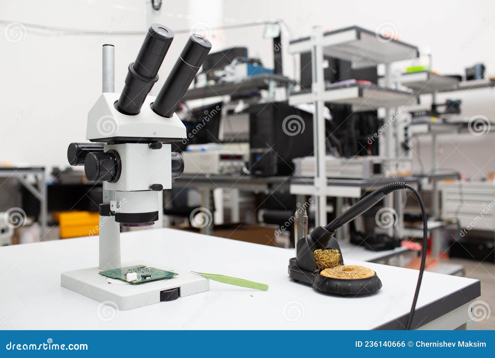 Microscope in Scientific Research Tech Laboratory on Table Stock Photo ...