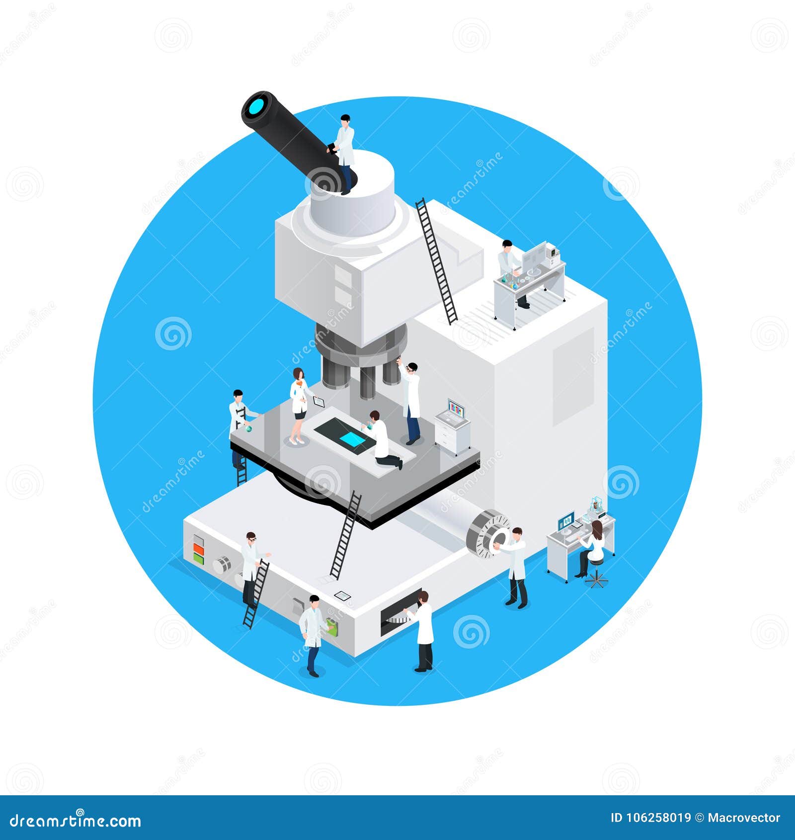Microscope Scientists Round Concept Stock Vector - Illustration of ...