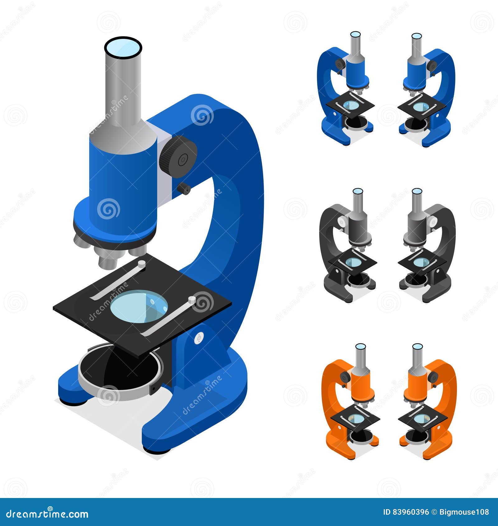 Microscope Set Isometric View. Vector Stock Vector - Illustration of equipment, biology: 83960396