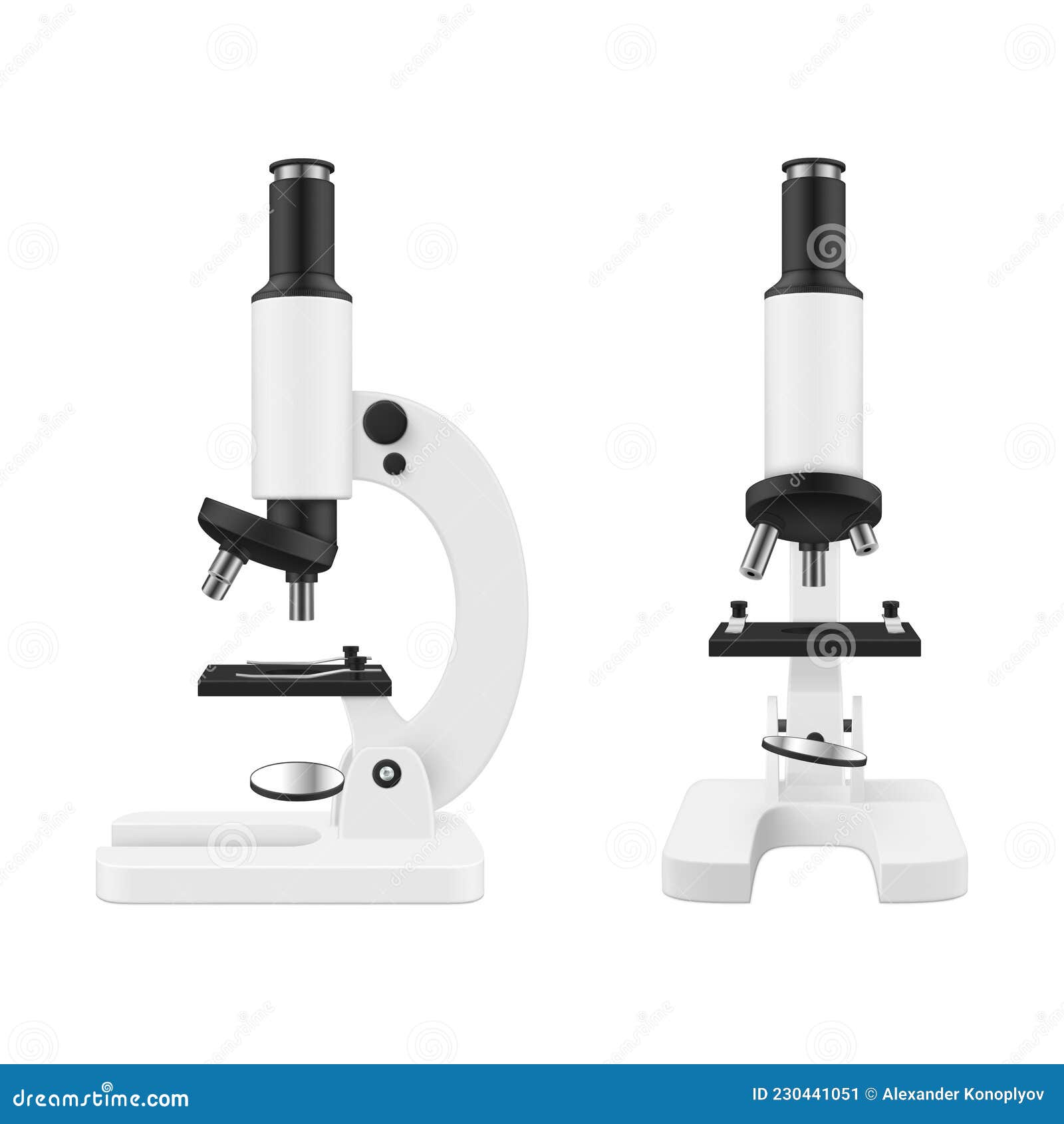 Microscope Set Realistic Vector Illustration. Science Lab Magnify Tool ...