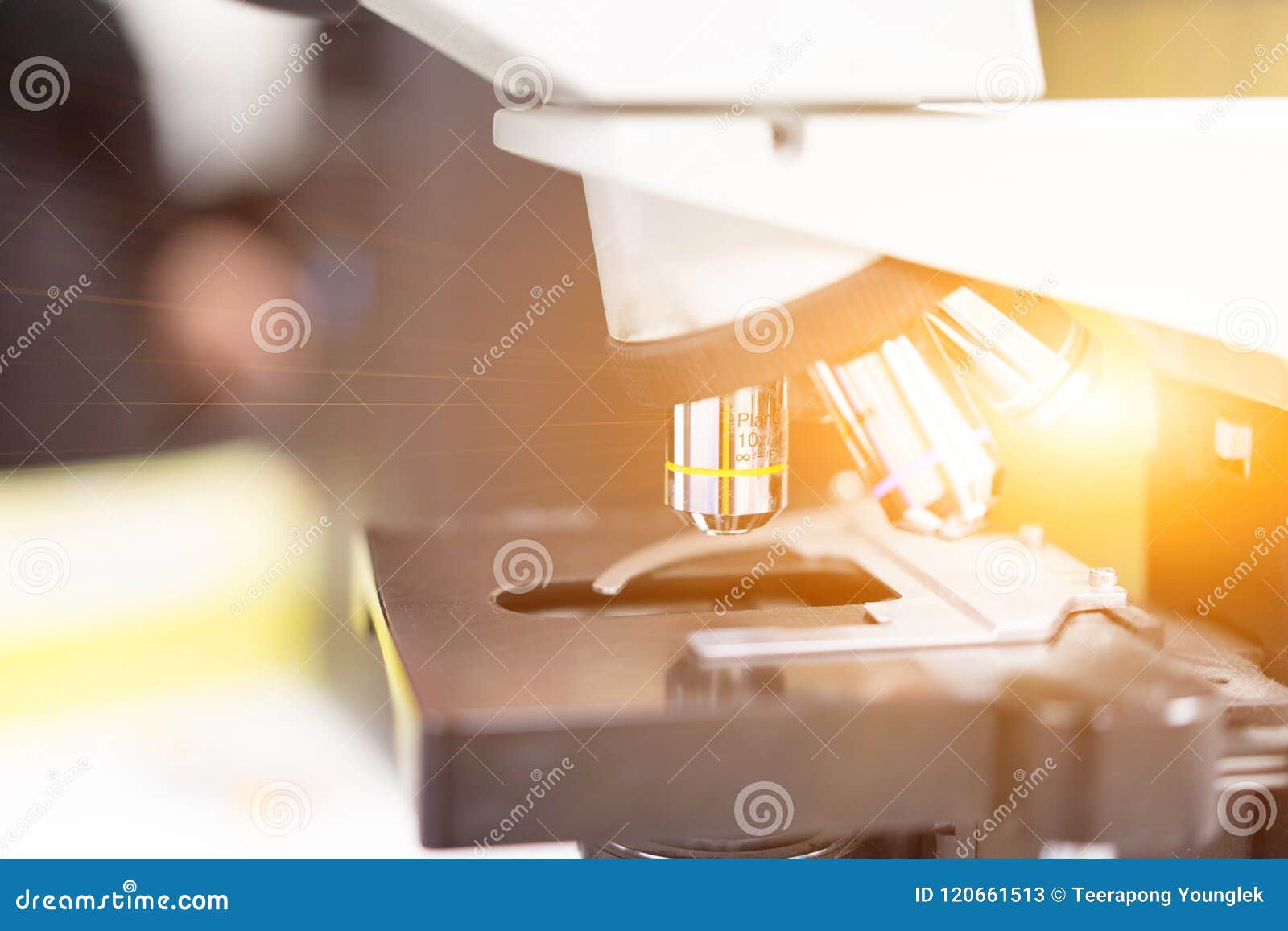 Microscope is Shining Special Thing in Science Lab. Stock Image - Image ...