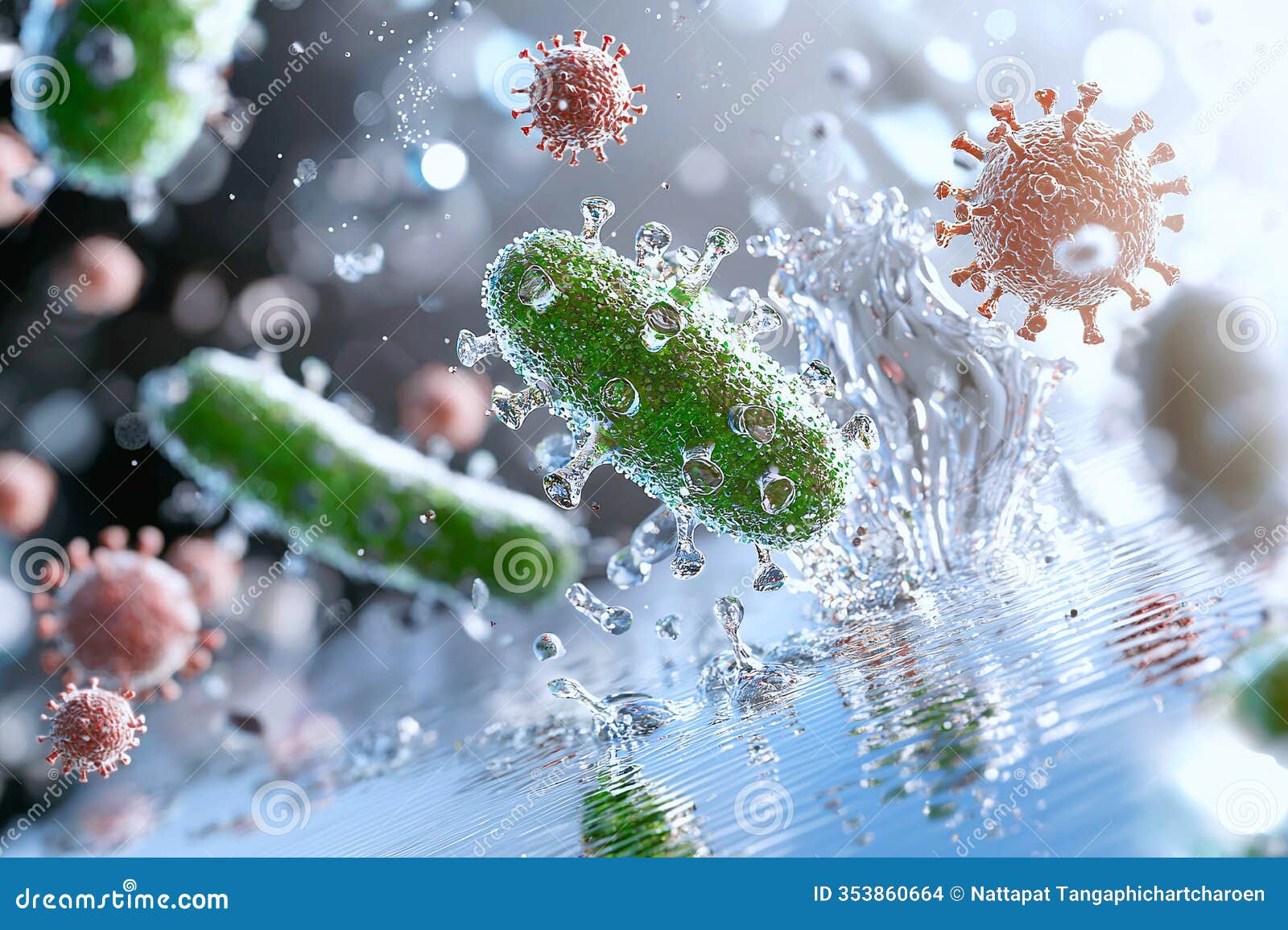 Microscope Shows Bacteria on a Surface Next To a Sanitized Area ...